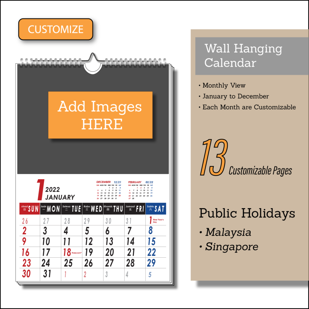 2022 Wall Hanging Calendar - Masterprint
